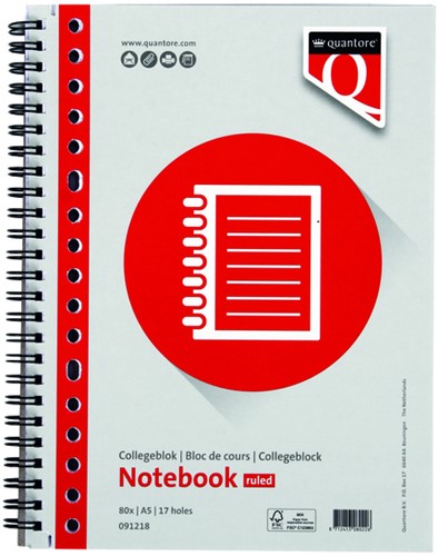 Collegeblok Quantore A5 lijn 17-gaats 80vel 70gr bij Easy4Office