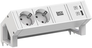Bachmann Desk 2 - 2x 230V RA + USB A/C charger - incl. klem 10 - 40 mm ...